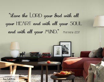 Love the Lord Your God Matthew 22:37 Vinyl Wall Decal - Etsy