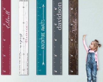 Height Chart Ruler With Name at the Top - Wooden Growth Chart - Height ...