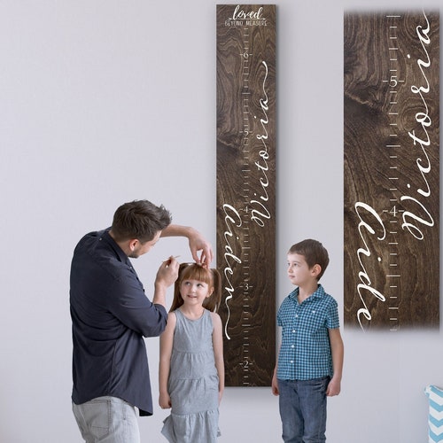 Wooden Growth Chart for Twins Siblings Two Wood Height - Etsy