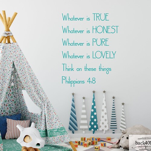 Think on These Things Philippians 4:8 Vinyl Wall Decal | Etsy