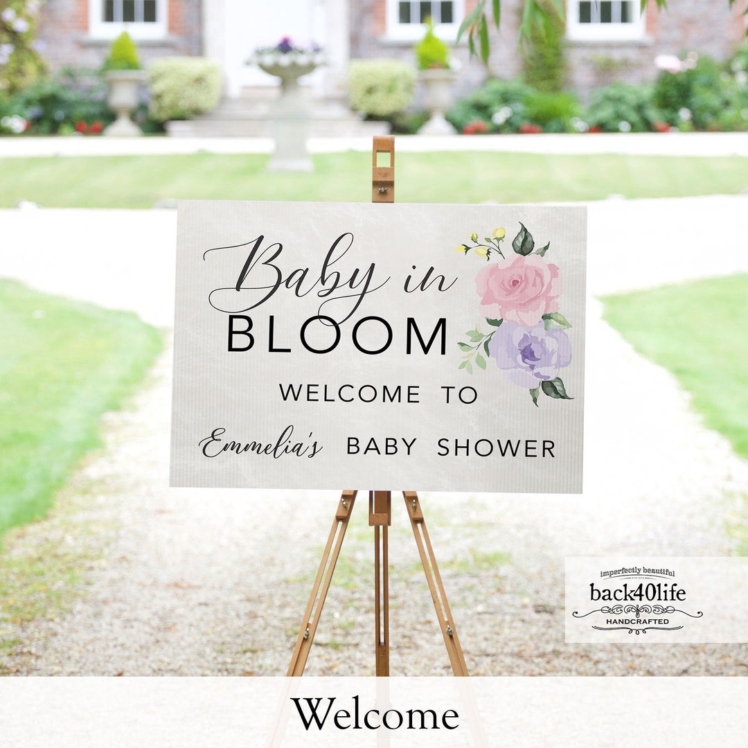 Baby Shower Sign - Baby in Bloom Pastel Flowers - Welcome Directional ...