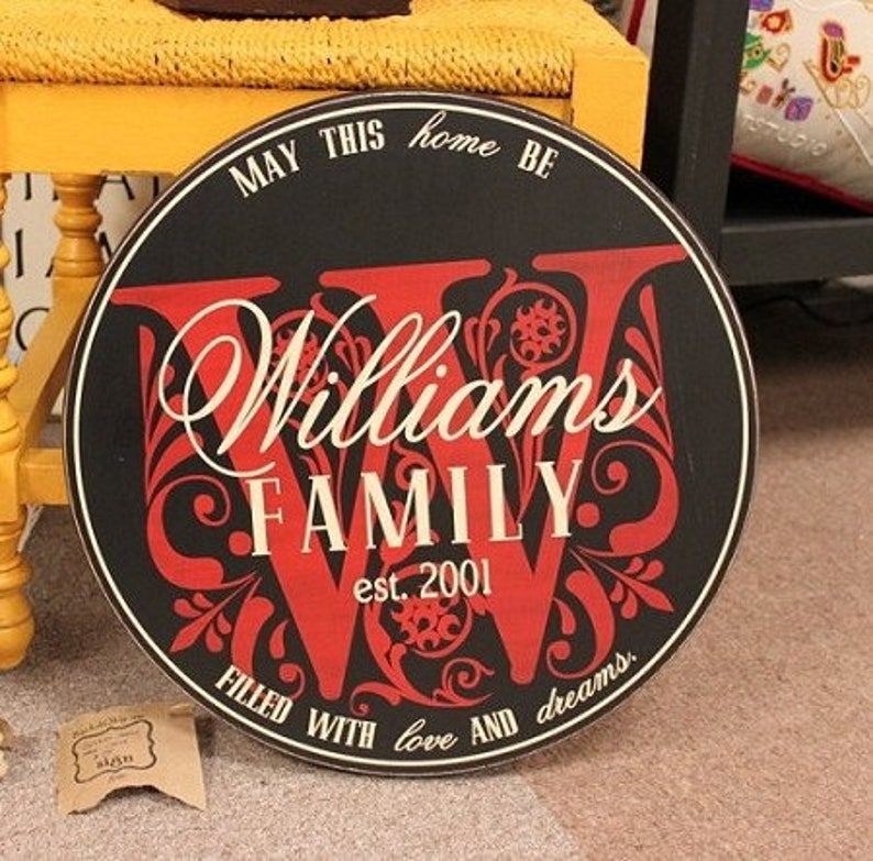 Embellished Monogram Initial Family Name Wood Sign S-011 | Etsy