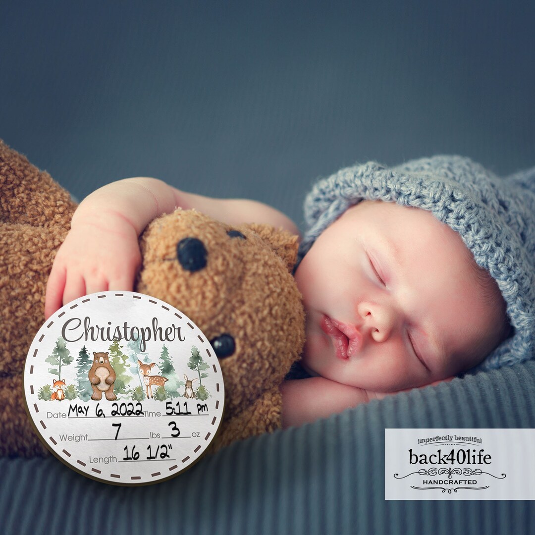 Wooden Birth Stats Picture Prop Sign for Boys and Girls (BST-014 ...