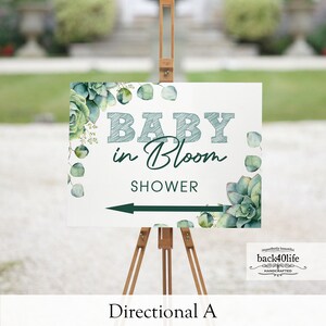 Baby Shower Sign - Baby in Bloom Succulent - Welcome Directional ...