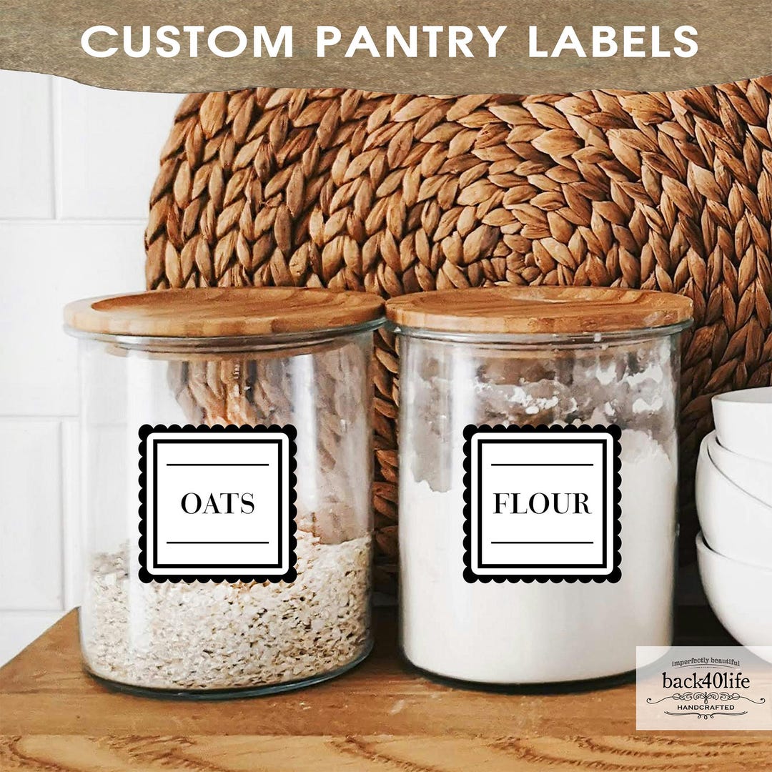 Food Pantry Label Square Scalloped Edge DTF Sticker Labels - Back40life ...