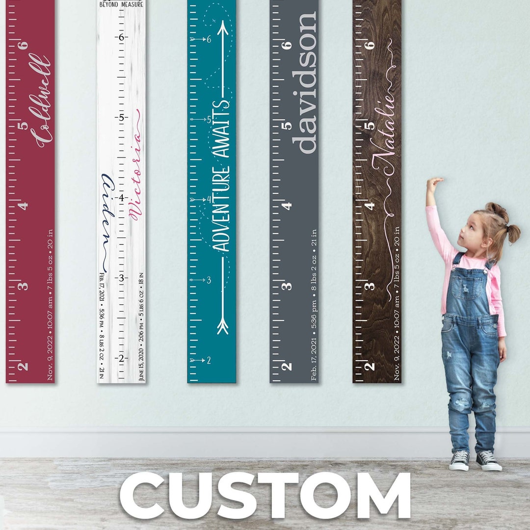 Custom Wooden Growth Chart for Kids - Personalized Height Measuring ...