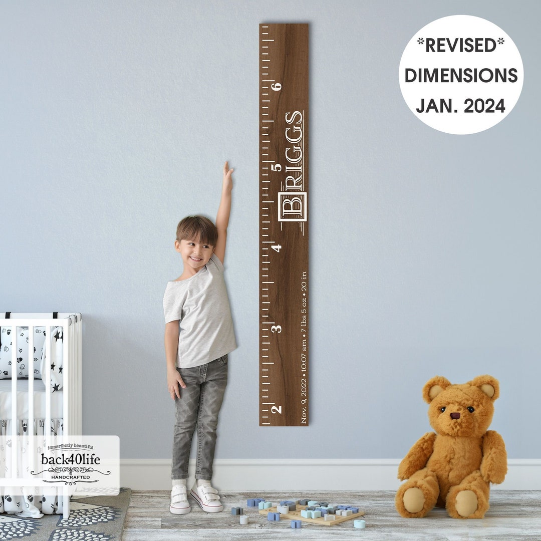 Personalized Wooden Kids Growth Chart - Height Ruler for Boys Girls ...