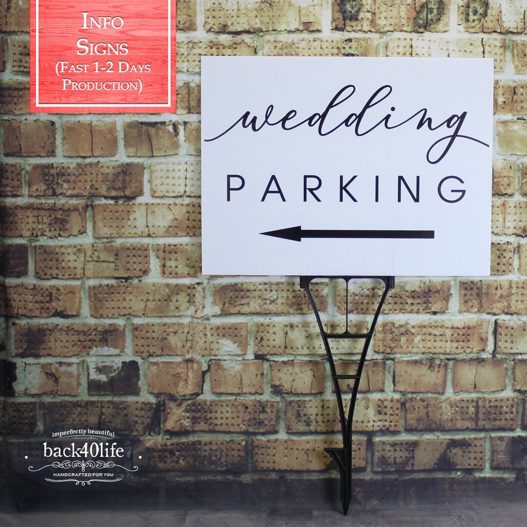 Wedding Parking Bridal Shower Directional Sign w-020a Back40life - Etsy