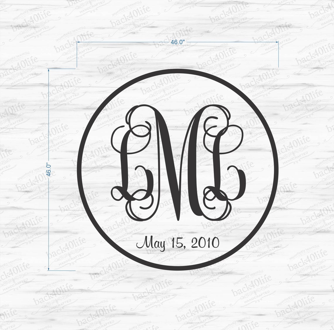 Intertwined Monogram Wedding Reception Dance Floor Vinyl Decal | Etsy