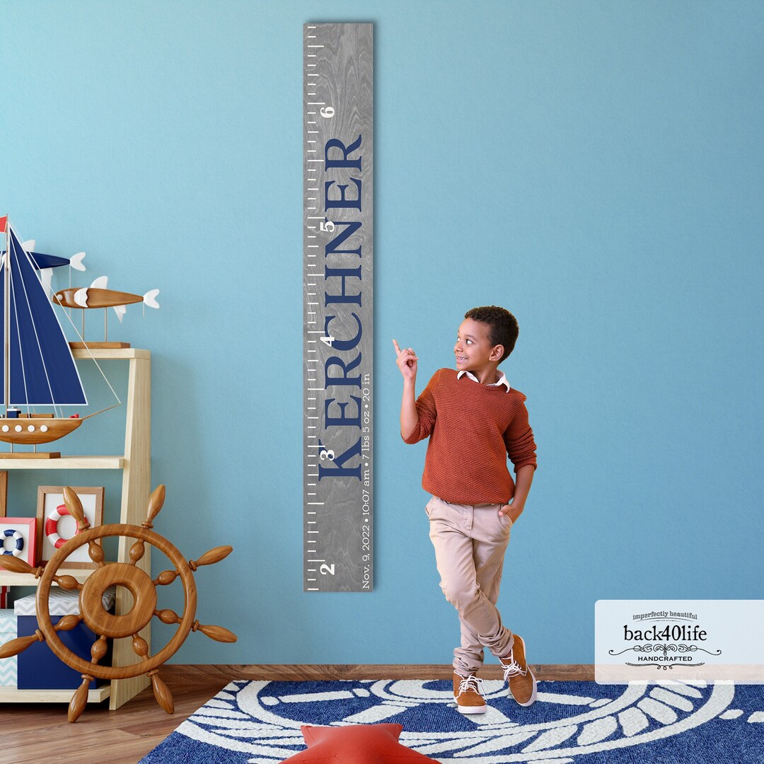 Personalized Wooden Kids Growth Chart Height Ruler for Boys Girls Size ...