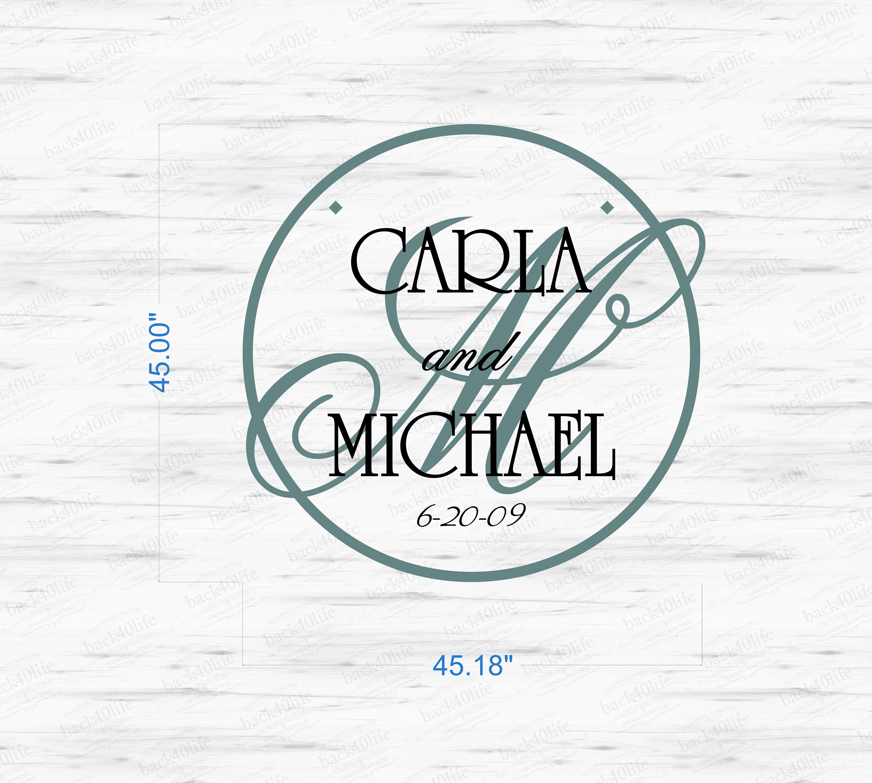Wedding Monogram Dance Floor Vinyl Decal w-003b Back40life | Etsy