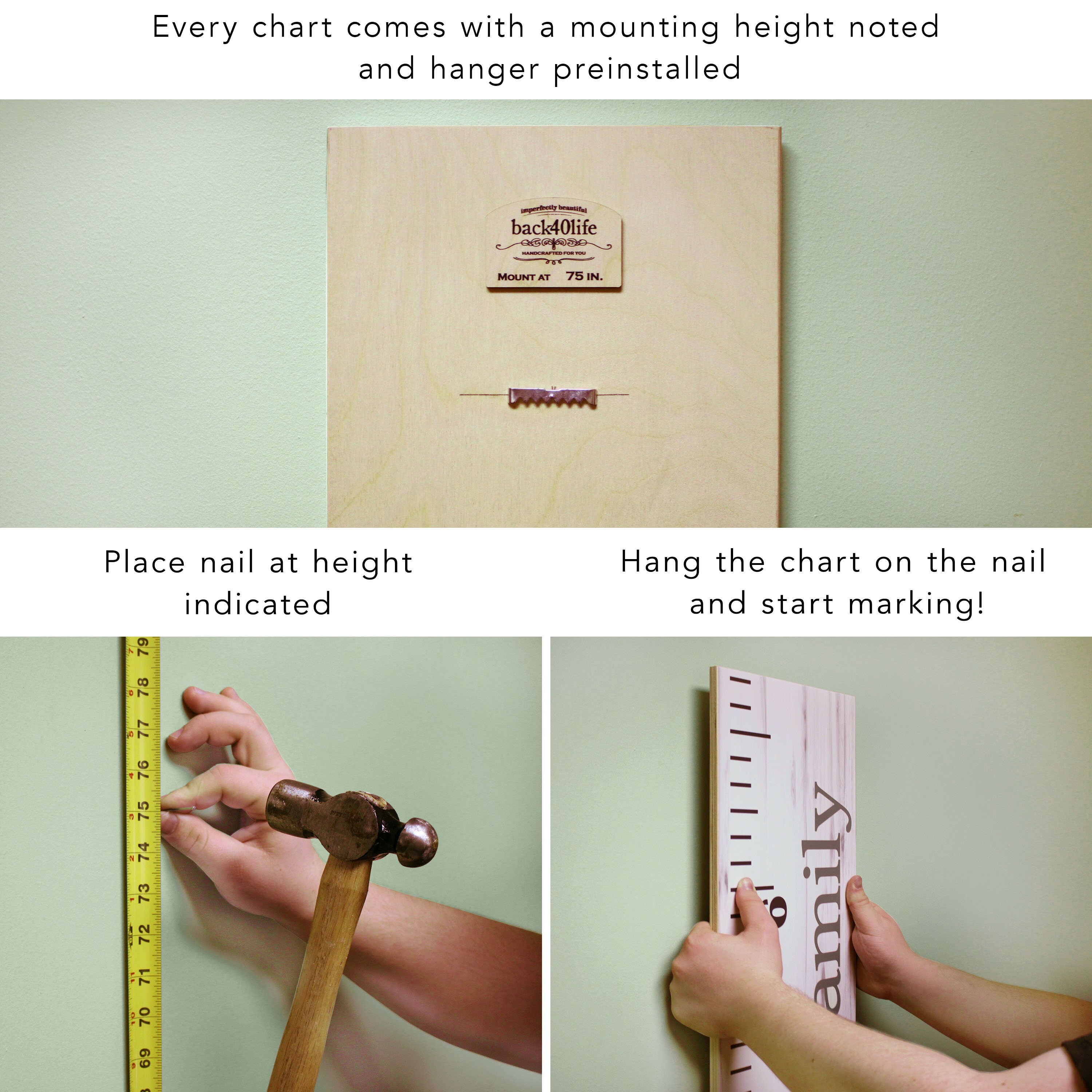Measuring Board For Kids Height Wooden Family Ruler, Growth Chart, Kids ...