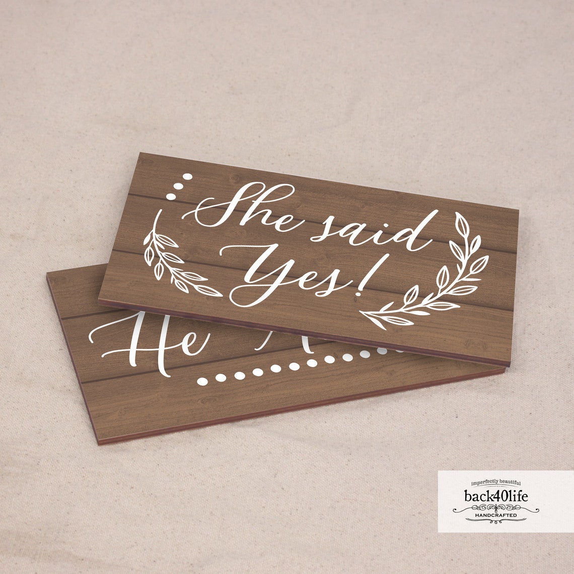 He Asked and She Said YES - Painted Wooden Wedding or Engagement Photo ...