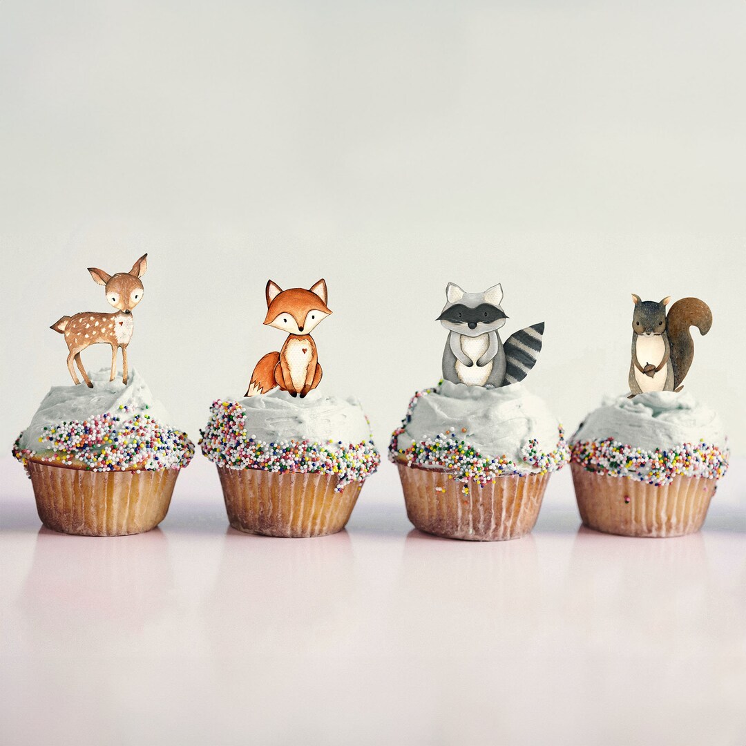 Forest Critters Cupcake Toppers | Set of 8 Painted Acrylic Cutout ...