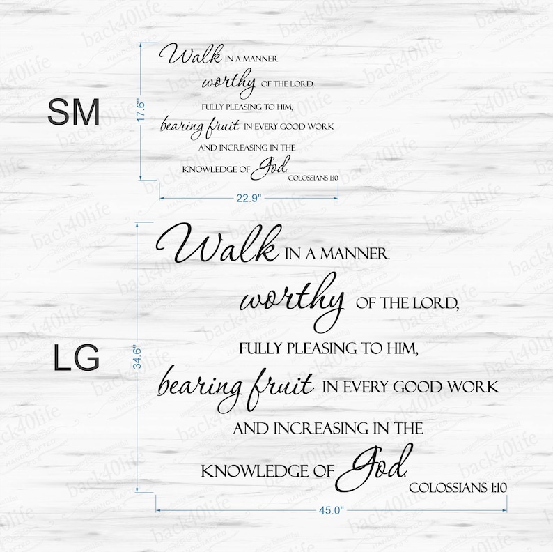 Walk Worthy - Colossians 1:10 Vinyl Wall Decal (B-028) - Back40life - Etsy