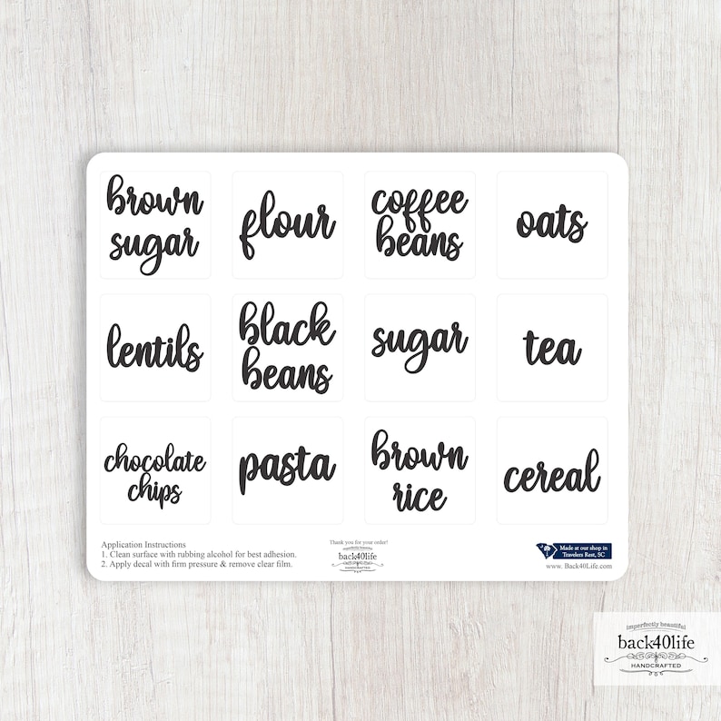 Food Pantry Label Script DTF Sticker Labels - Back40life (d-015d) - Etsy
