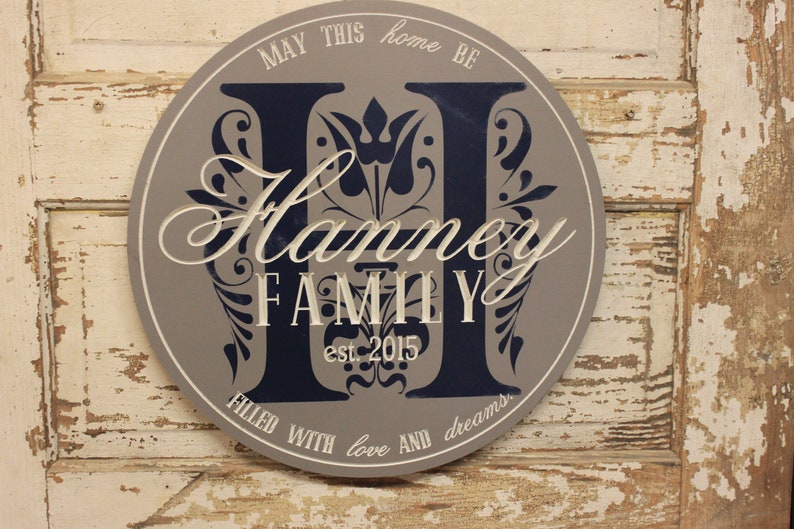 Embellished Monogram Initial Family Name Wood Sign S-011 | Etsy