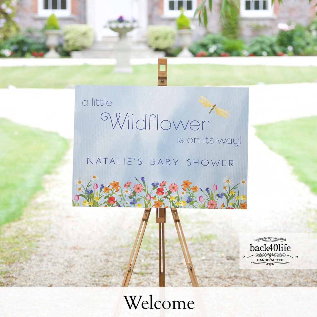 Baby Shower Sign - Little Wildflower - Welcome Directional Parking ...