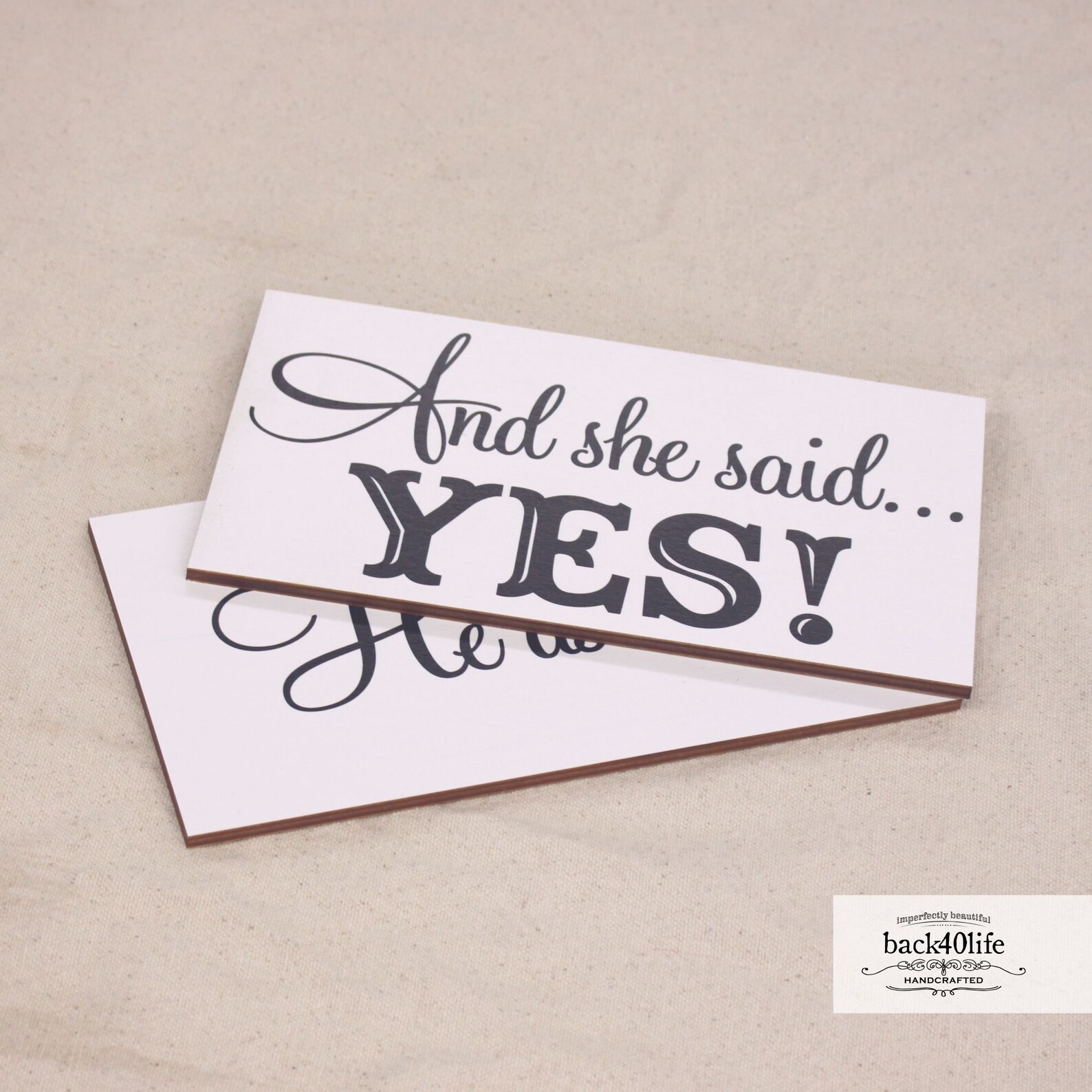 He Asked and She Said YES - Painted Wooden Wedding or Engagement Photo ...