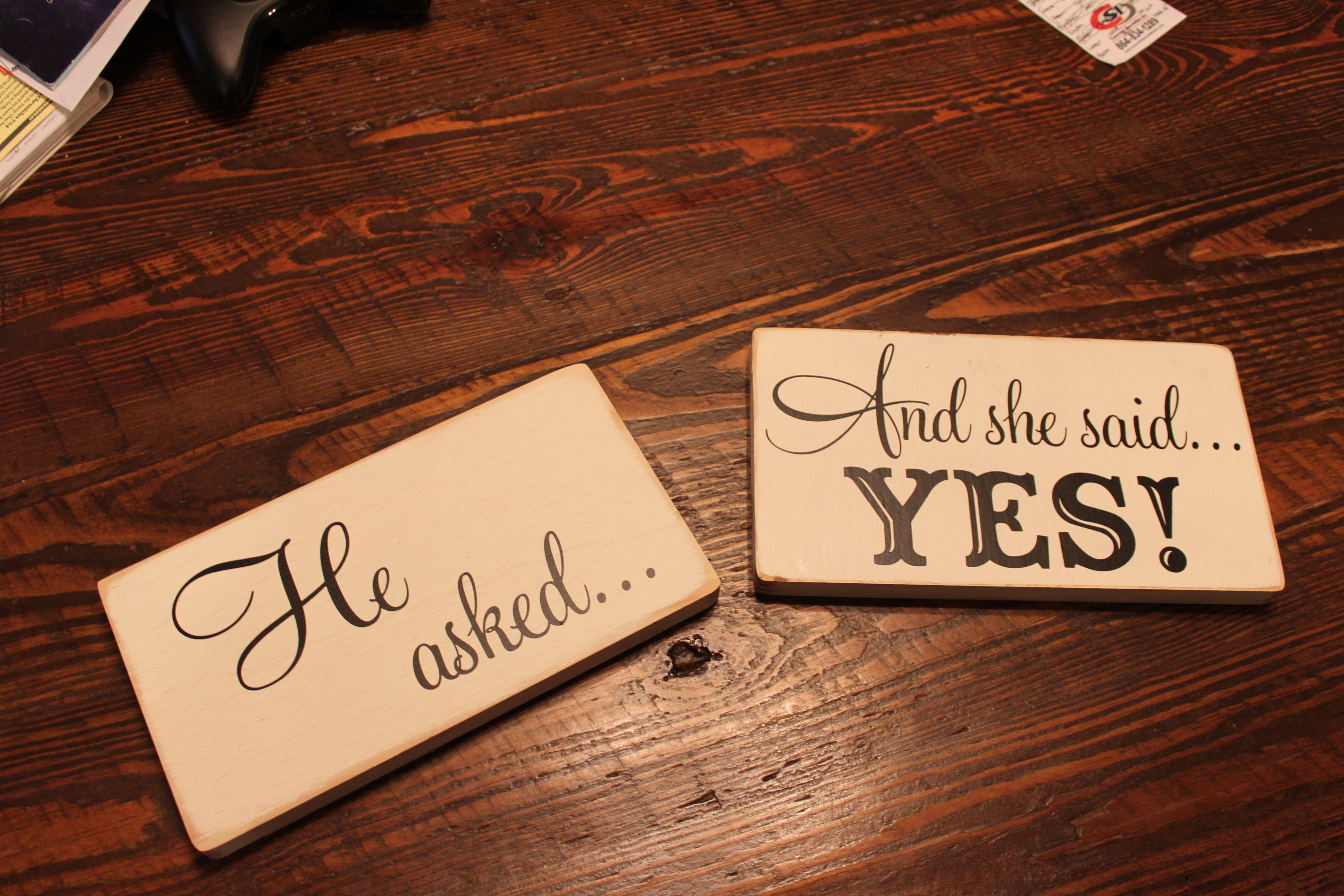 He Asked and She Said YES Painted Wooden Wedding or - Etsy Singapore