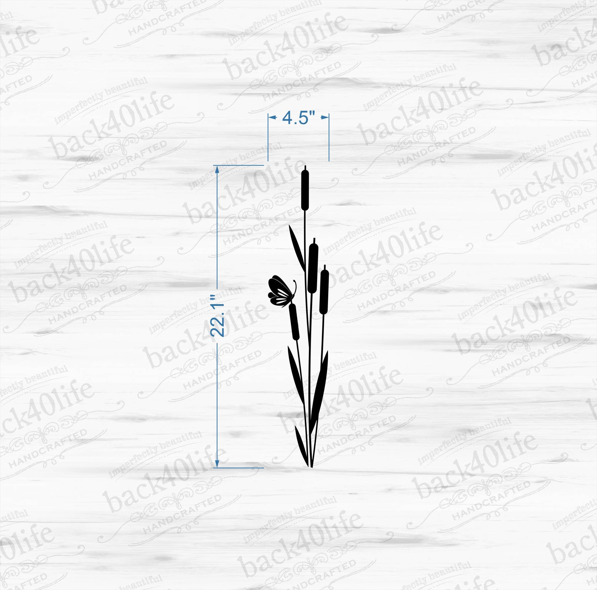Cattail and Butterfly Vinyl Wall Decal D-003 Back40life | Etsy