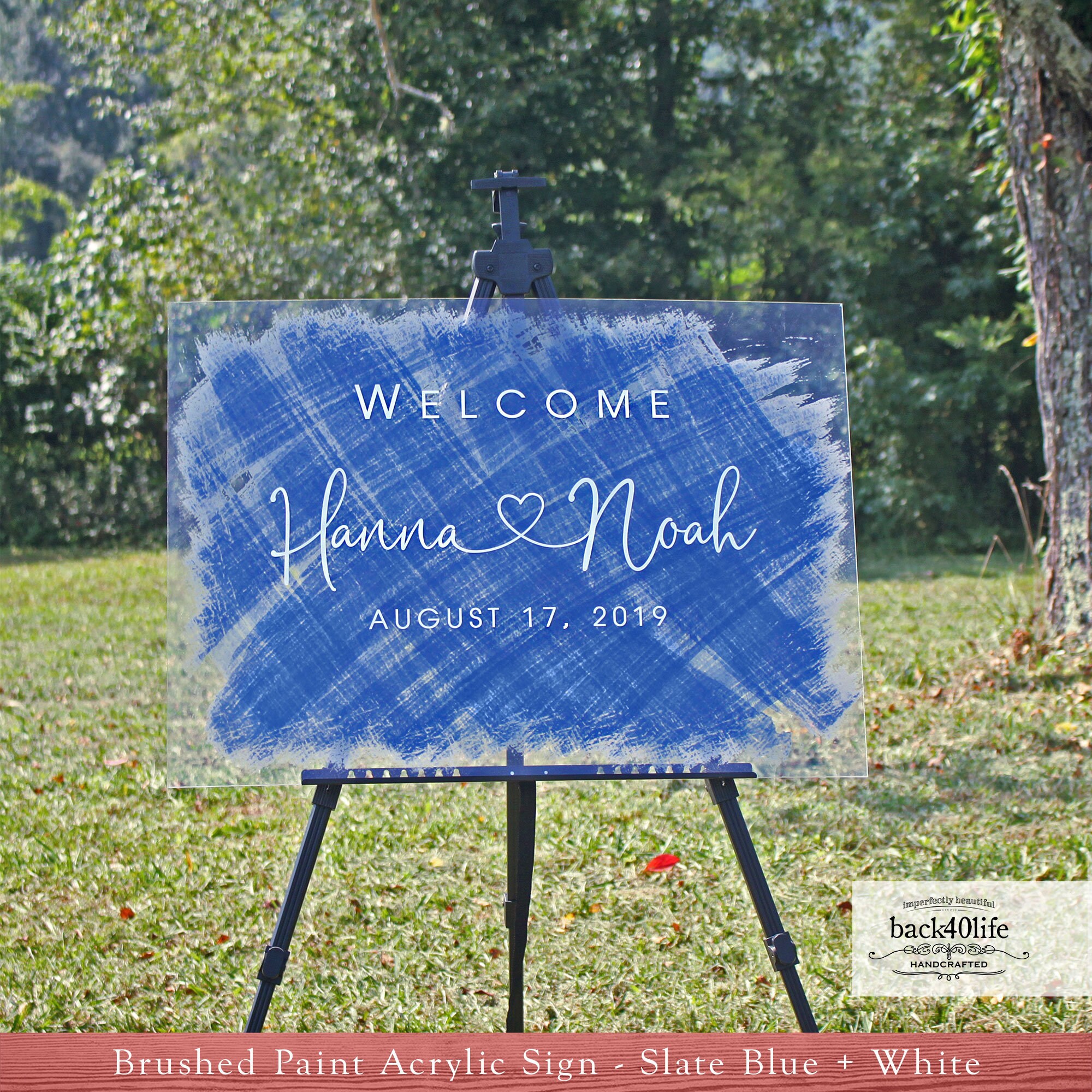Brushed Paint Acrylic Wedding Sign W-104 Back40life | Etsy