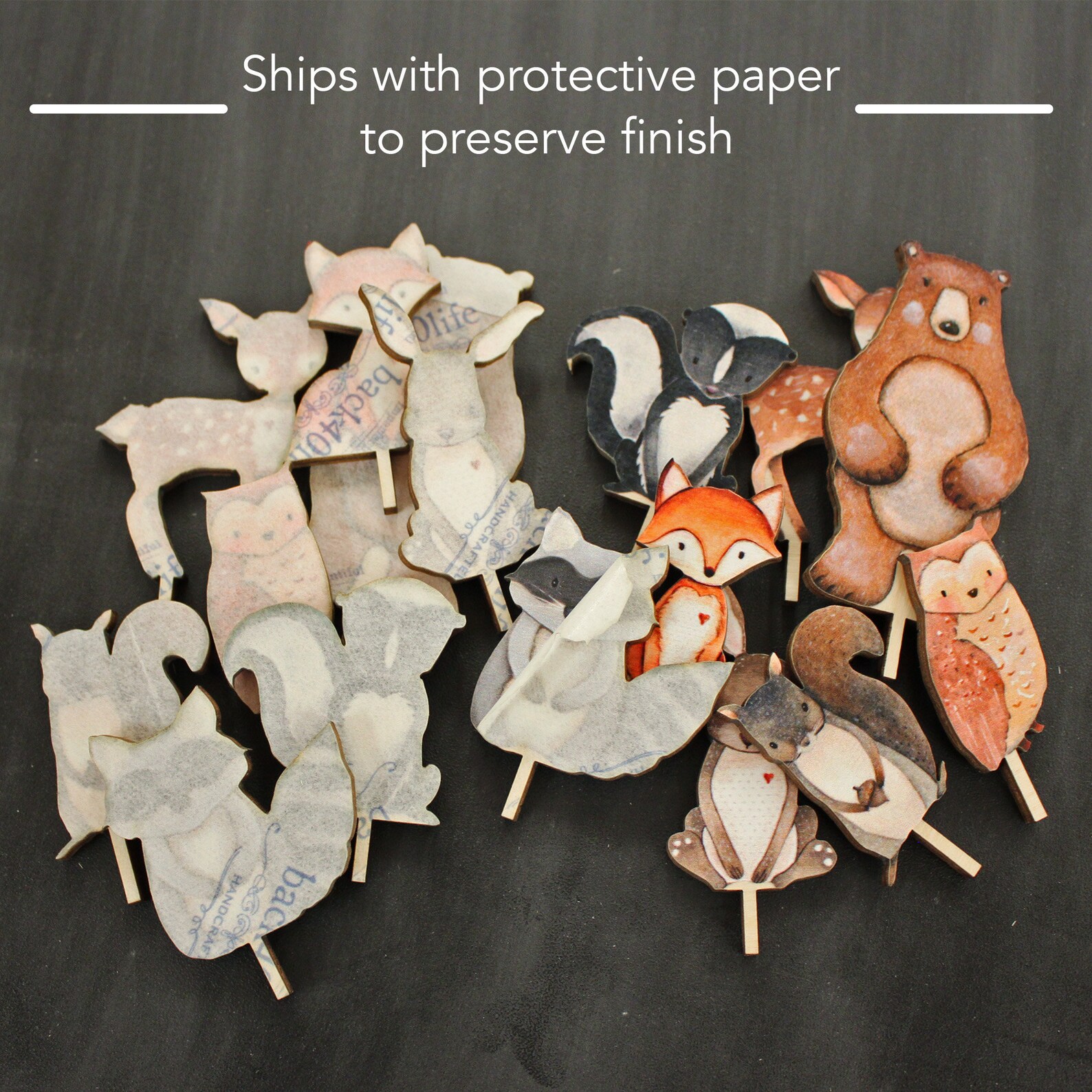 Forest Critters Cupcake Toppers Set of 8 Painted Wooden - Etsy