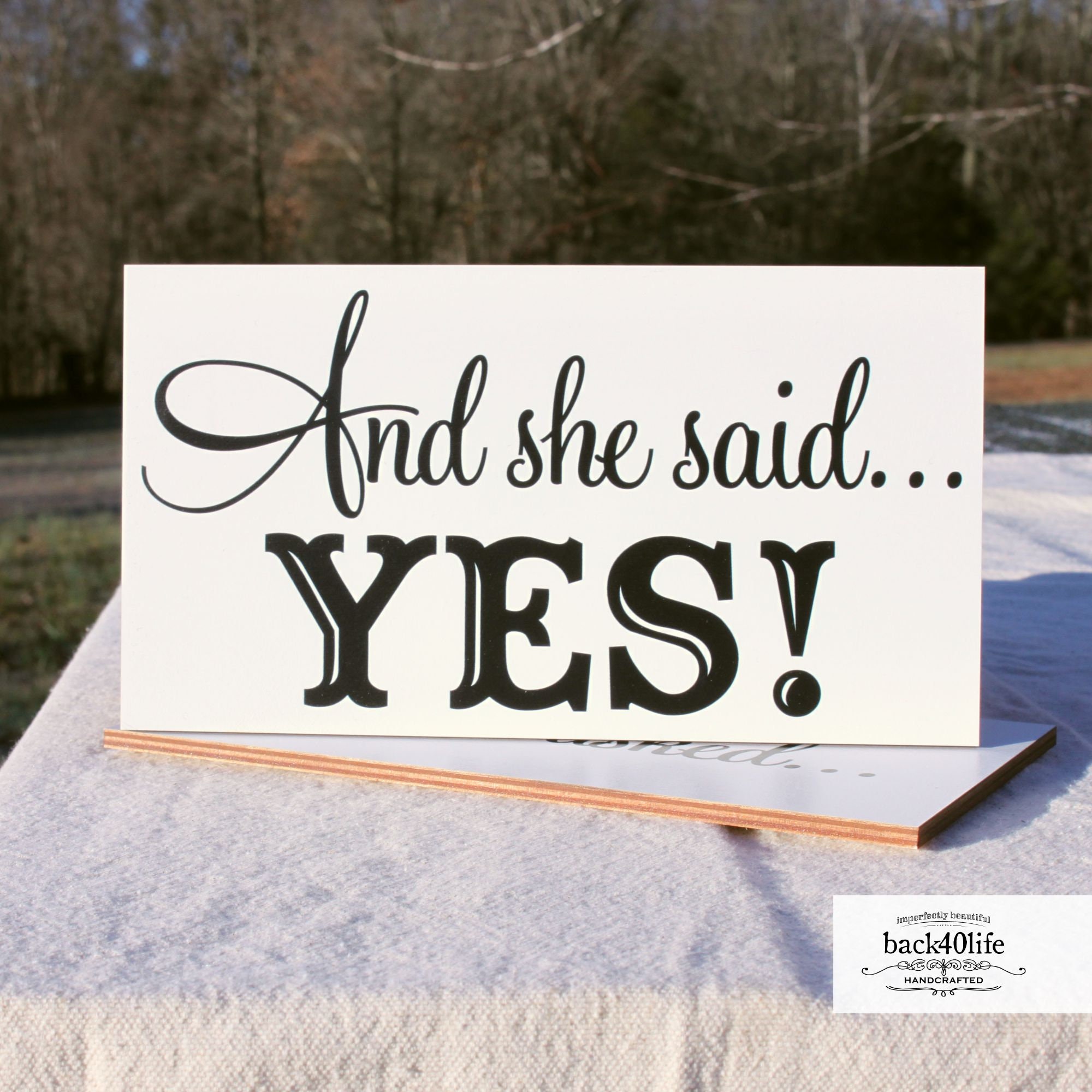He Asked and She Said YES - Painted Wooden Wedding or Engagement Photo ...