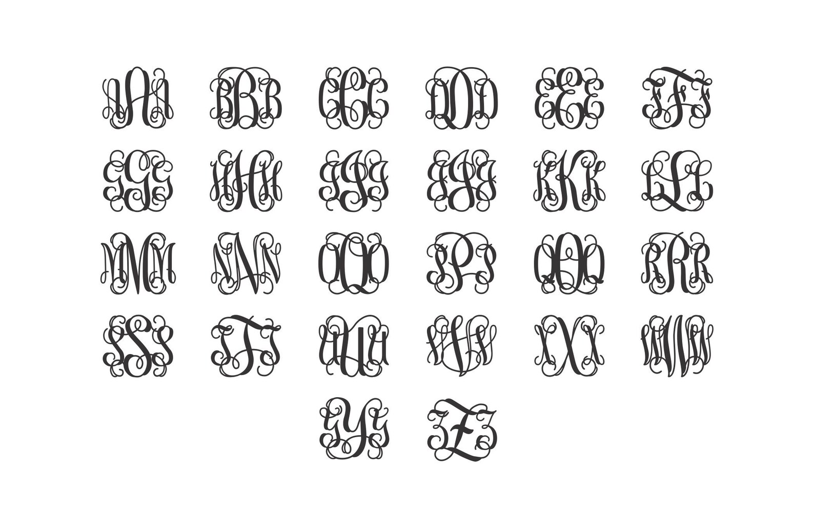 Wooden Vines Monogram Letters Cutout DIY Decor lc-01cst Back40life - Etsy