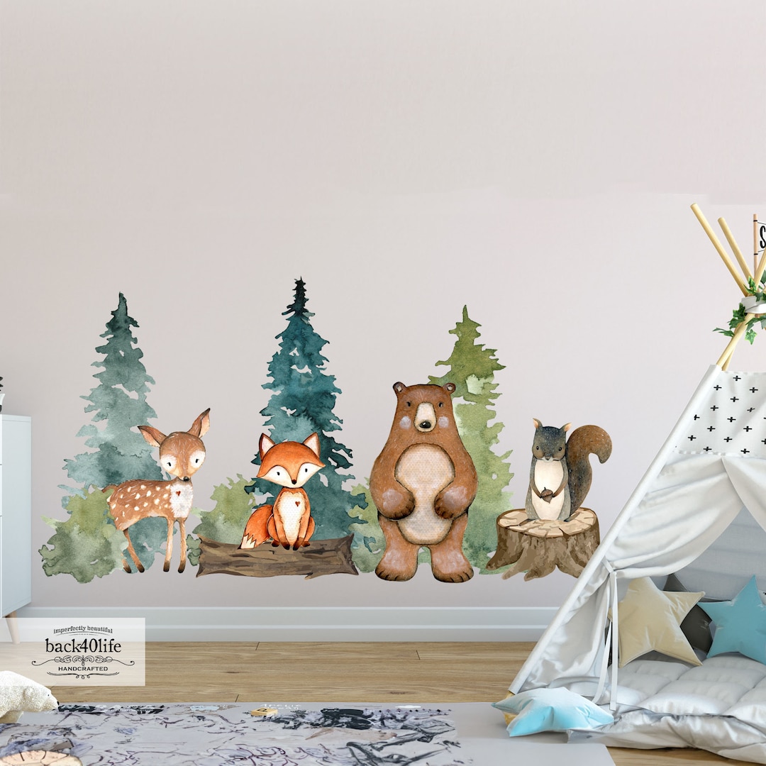 Forest Critters Vinyl Decal Vignette Forest Scene - Back40life (PC-001F ...