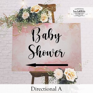 Baby Shower Sign - Pink Watercolor - Welcome Directional Parking Event ...