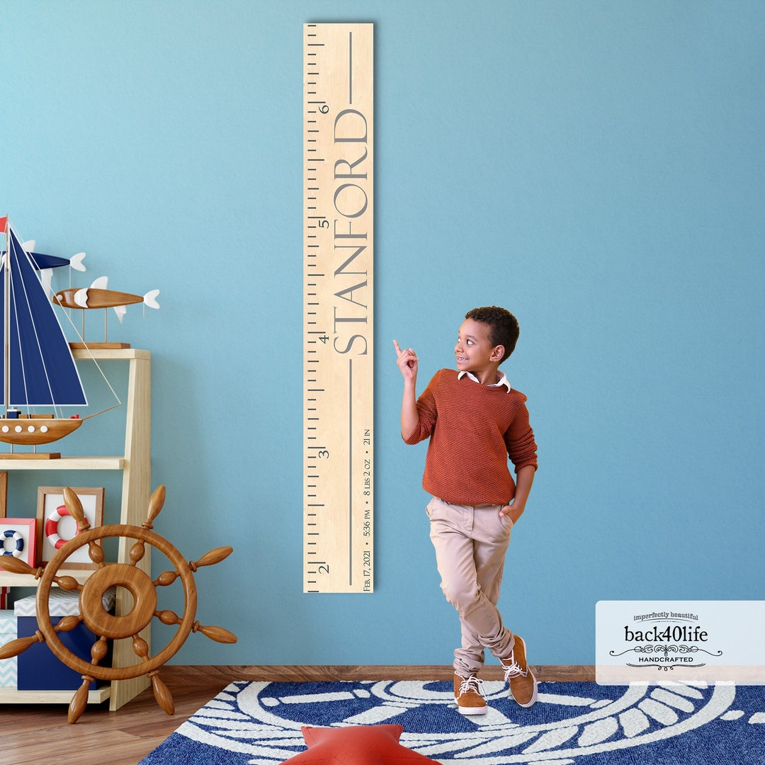 Personalized Wooden Kids Growth Chart Height Ruler for Boys Girls Size ...