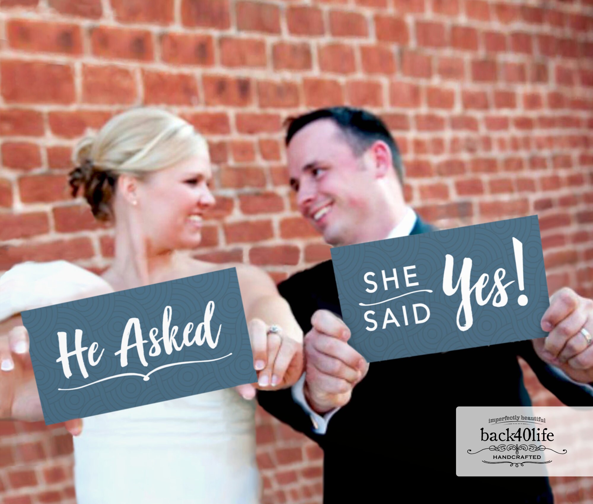 He Asked and She Said YES Painted Wooden Wedding or - Etsy