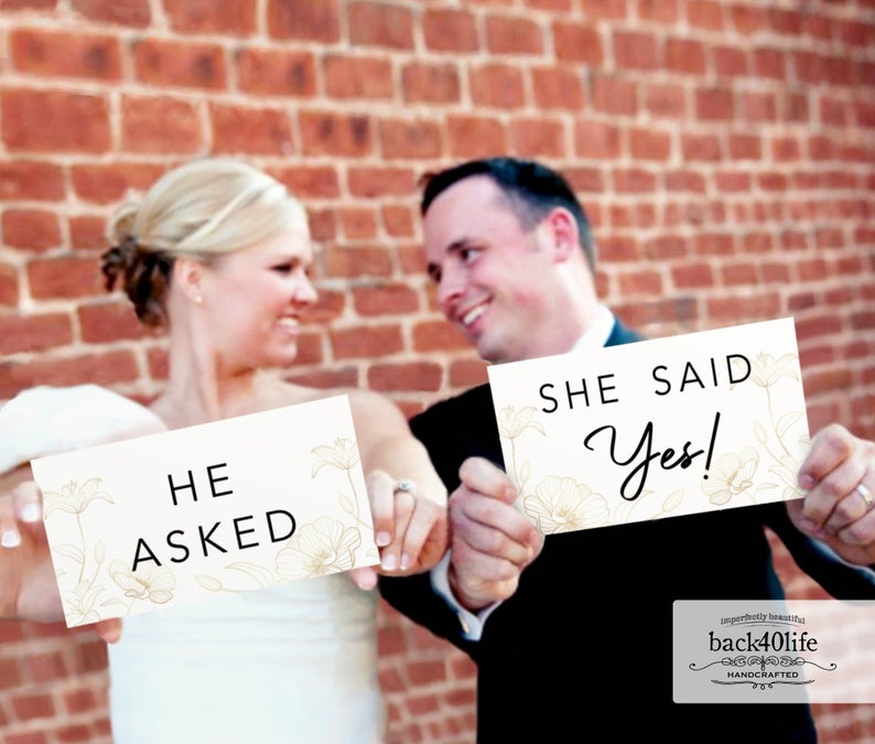 He Asked and She Said YES - Painted Wooden Wedding or Engagement Photo ...