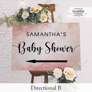 Baby Shower Sign - Pink Watercolor - Welcome Directional Parking Event ...