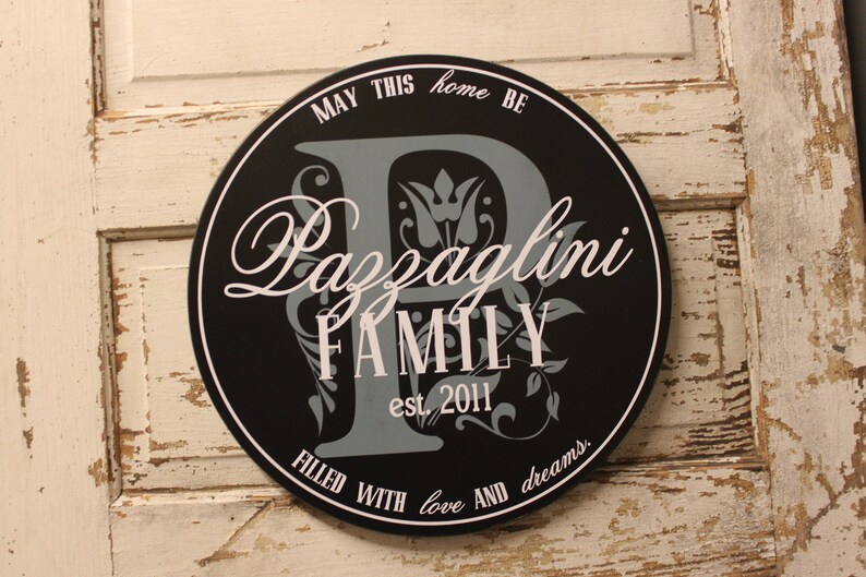 Embellished Monogram Initial Family Name Wood Sign S-011 | Etsy