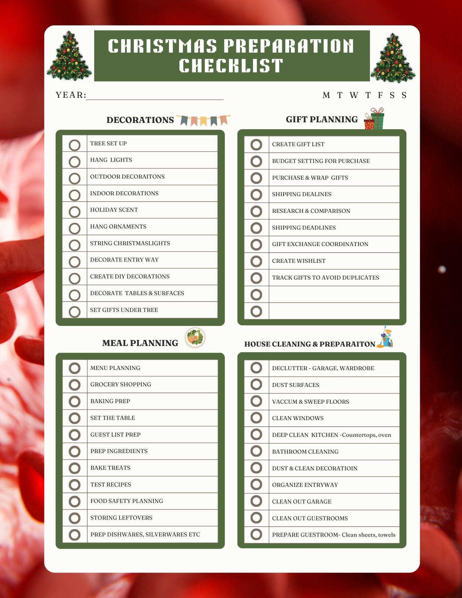 Christmas Checklist Digital Download Christmas Printable Checklist ...