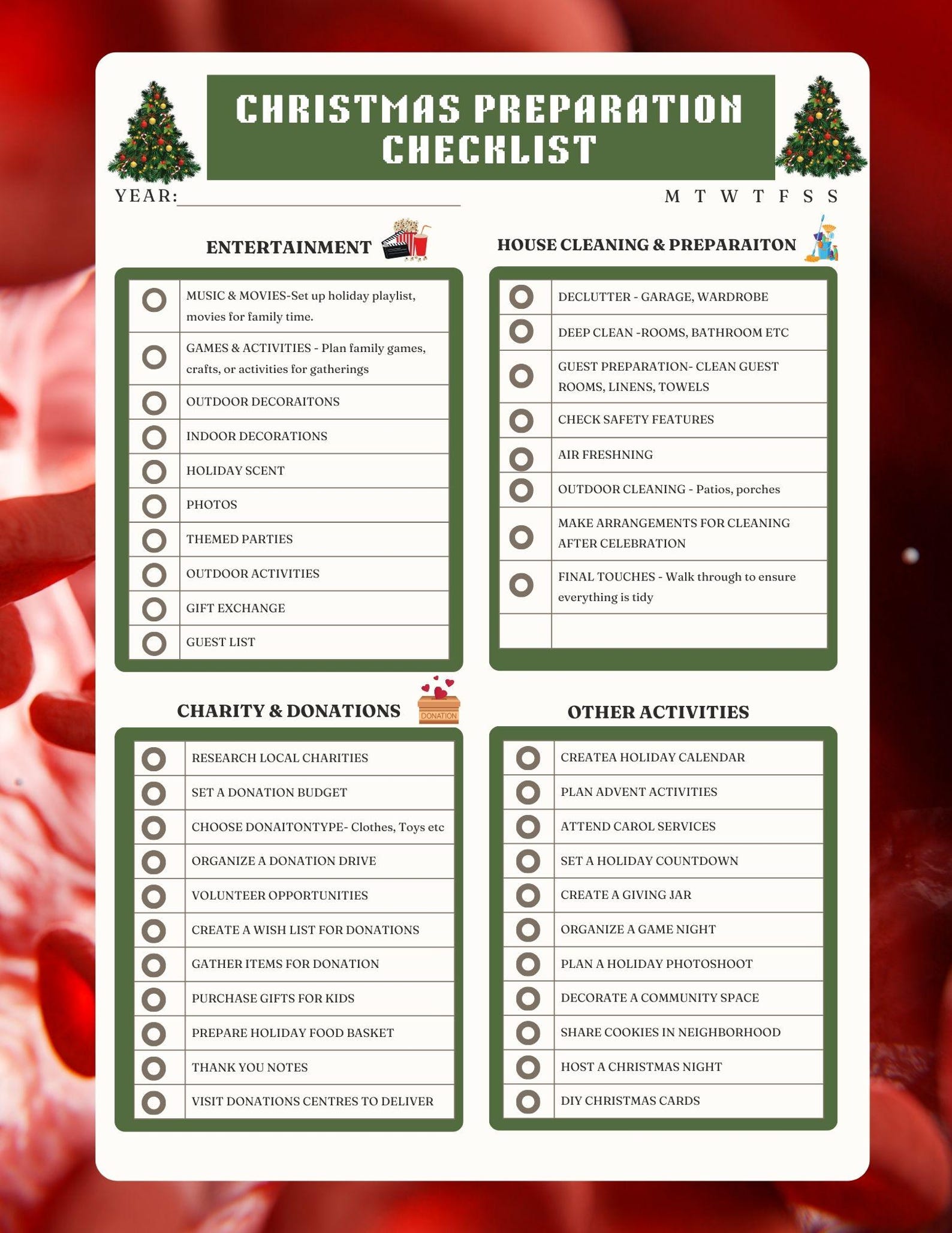 Christmas Checklist Digital Download Christmas Printable Checklist ...
