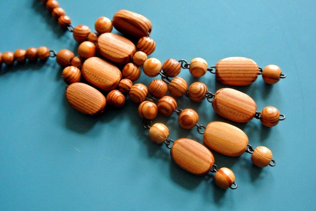 Vintage 1960s Finnish Spruce Wood Bead Necklace - Etsy