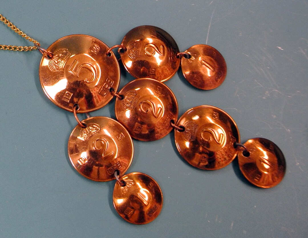 Rare Unusual Handmade Vintage 1960s SWEDISH Copper COIN Pendant ...