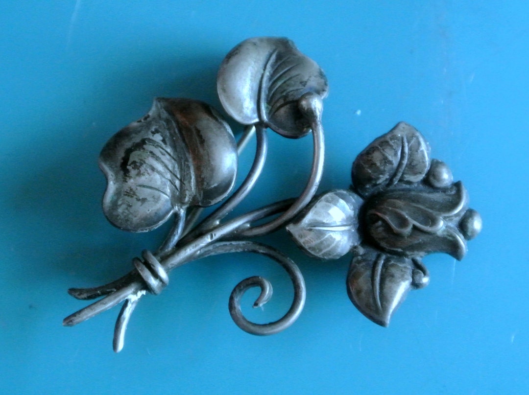 Antique Sterling Silver Flower Brooch: Swedish Handmade Floral Pin - Etsy