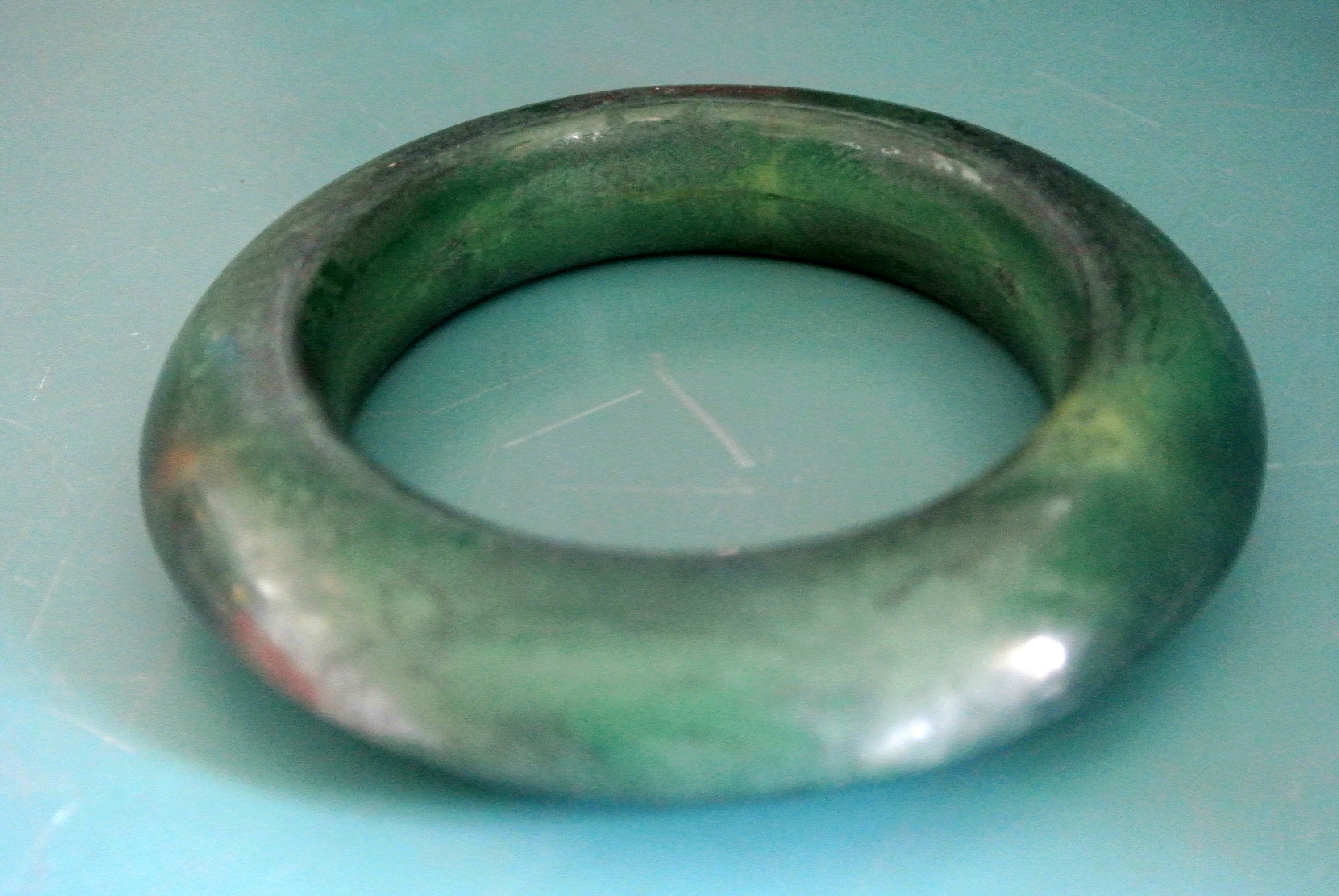 Vintage 1980s Round Opaque Flamy Swirled Dark Forest Green Vintage 1980s Round Opaque Flamy Swirled Dark Forest Green