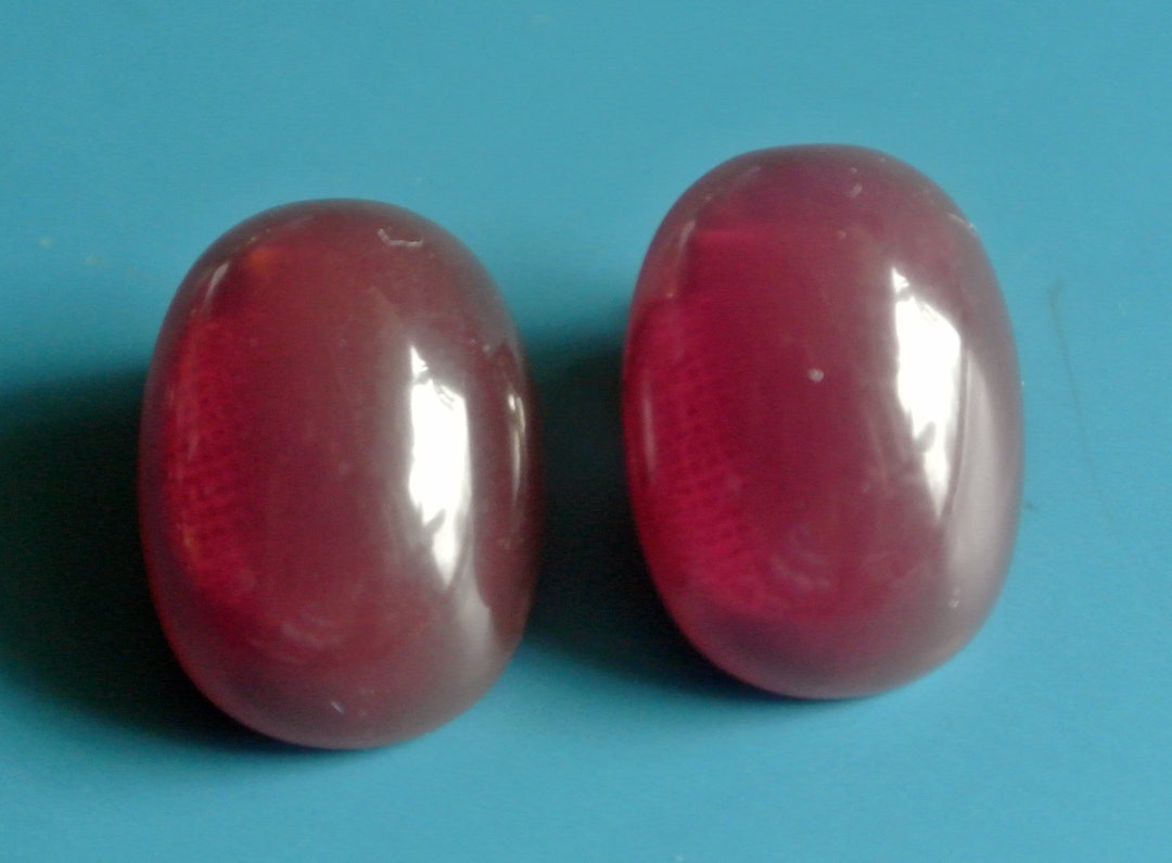 Vintage 1940s Plum Purple Bakelite Earrings: Tested Opaque Oval Ear ...