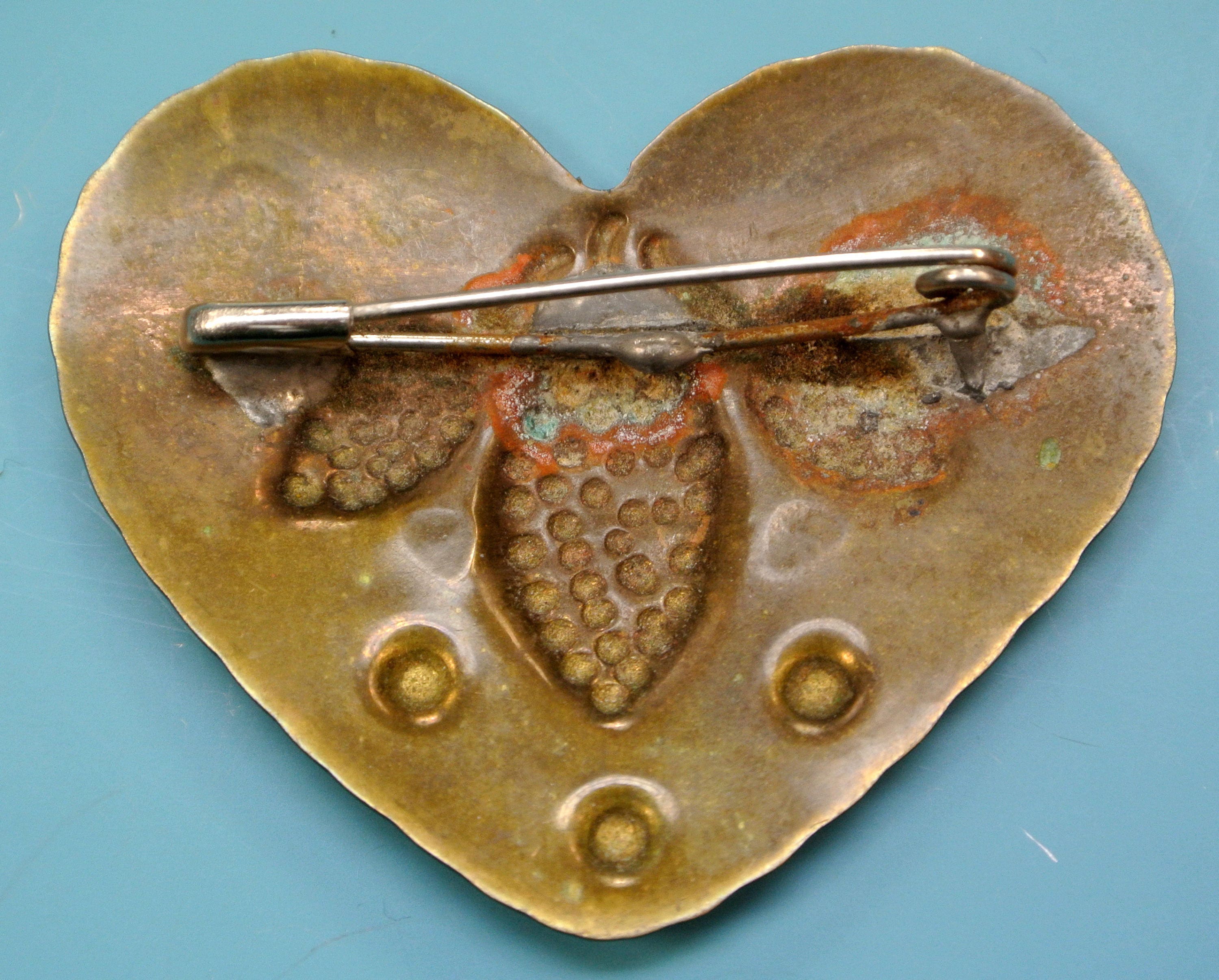 Old/ Antique SWEDISH Early 1900s Handmade Brass Heart-formed Brooch ...