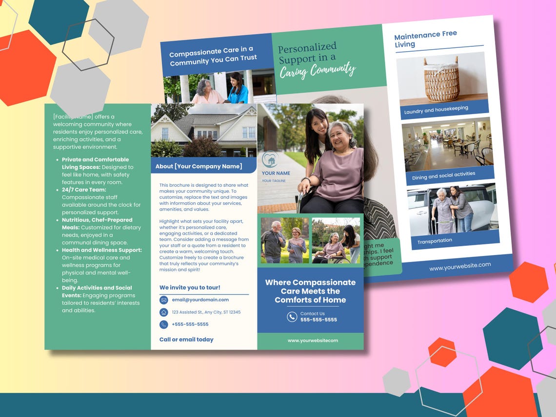 Assisted Living Brochure Template: Resident Quote, Editable Canva ...