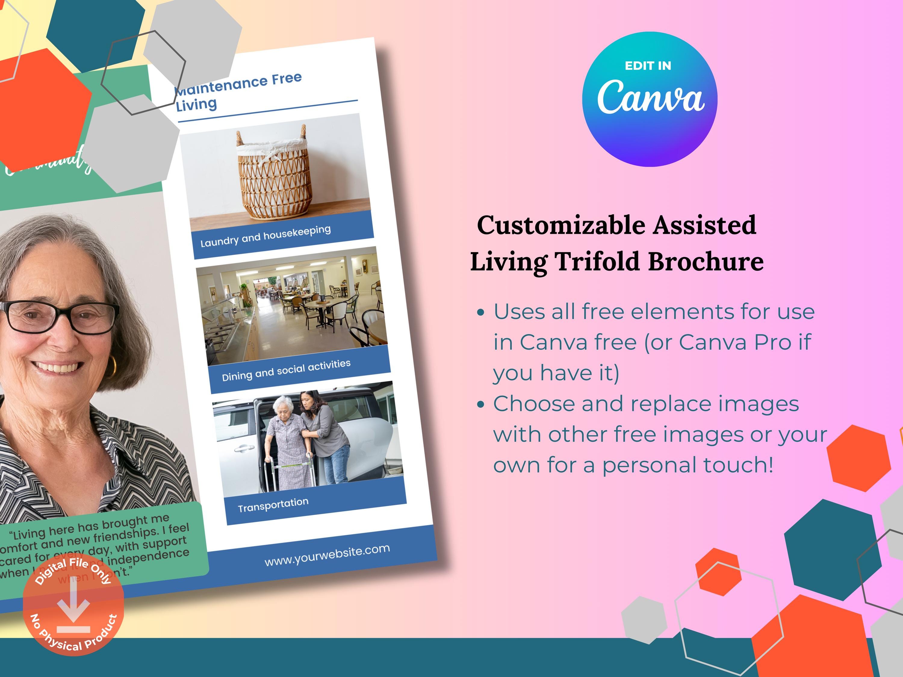 Assisted Living Brochure Template: Resident Quote, Editable Canva ...