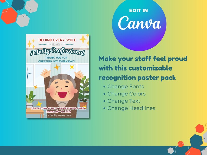 Activity Professionals Week Poster Pack | Editable Canva Staff ...