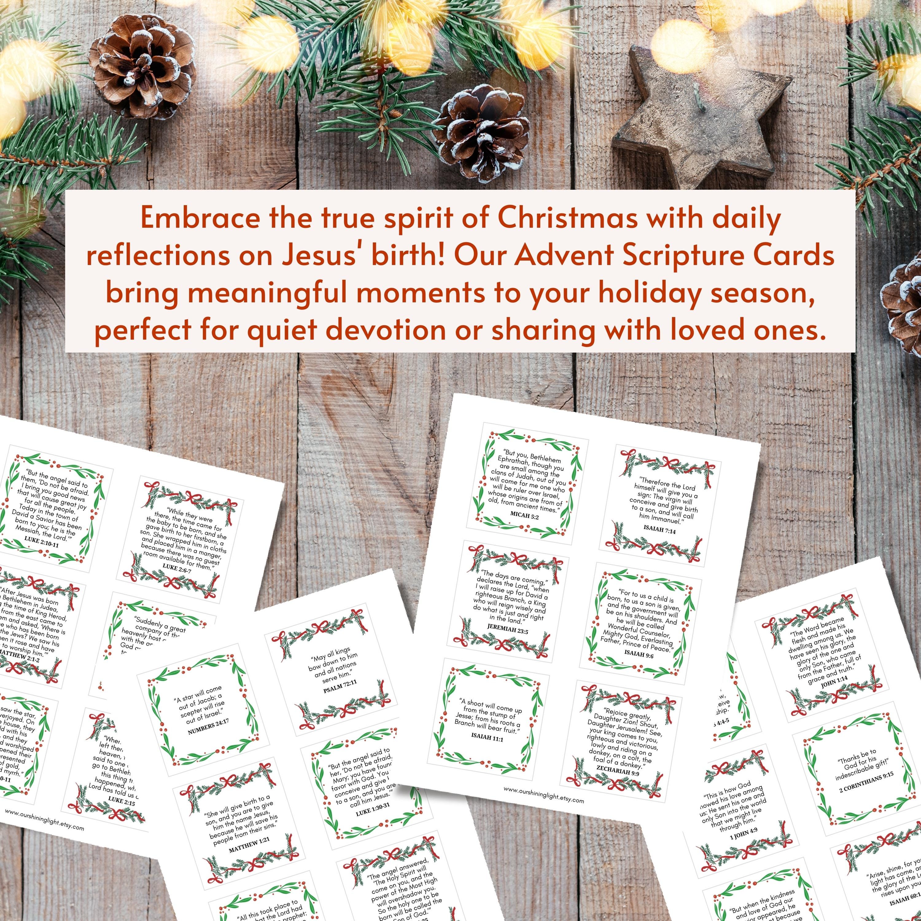 Advent Scripture Cards, Christian Advent Calendar Printable, Advent ...
