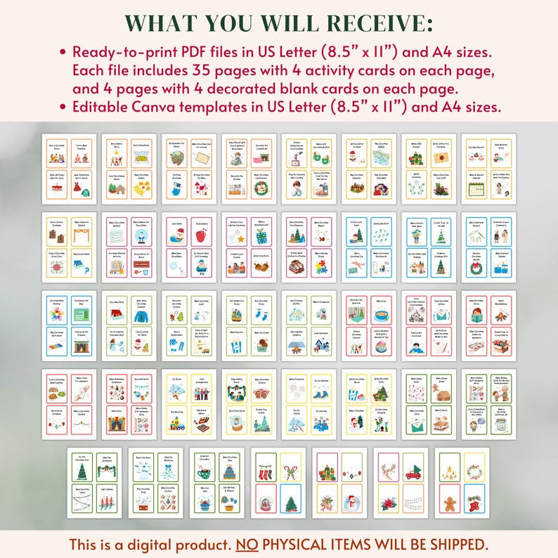 Printable & Editable Christmas Advent Activity Cards Printable Advent ...