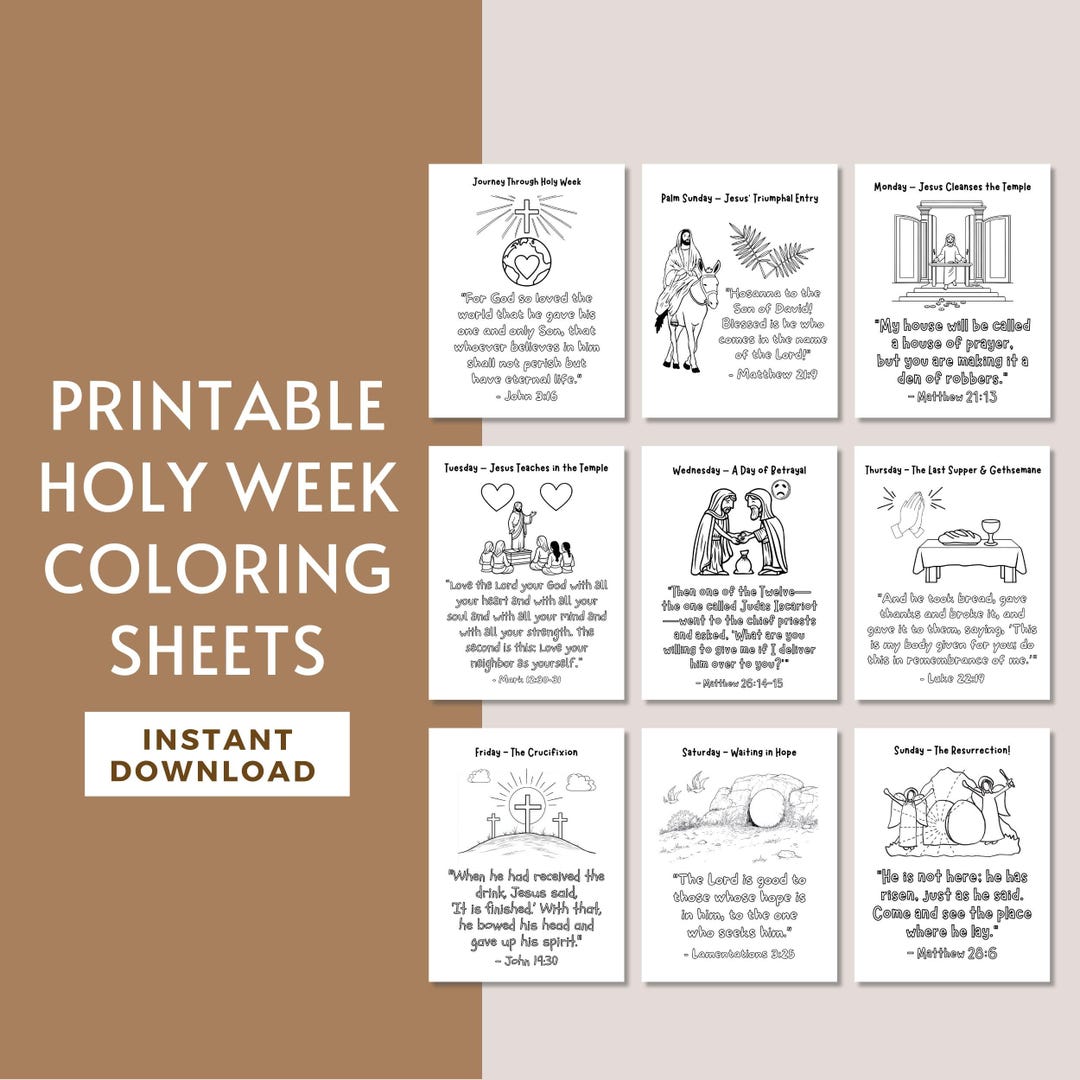 Holy Week Coloring Pages, Easter Story Coloring Sheets Holy Week ...